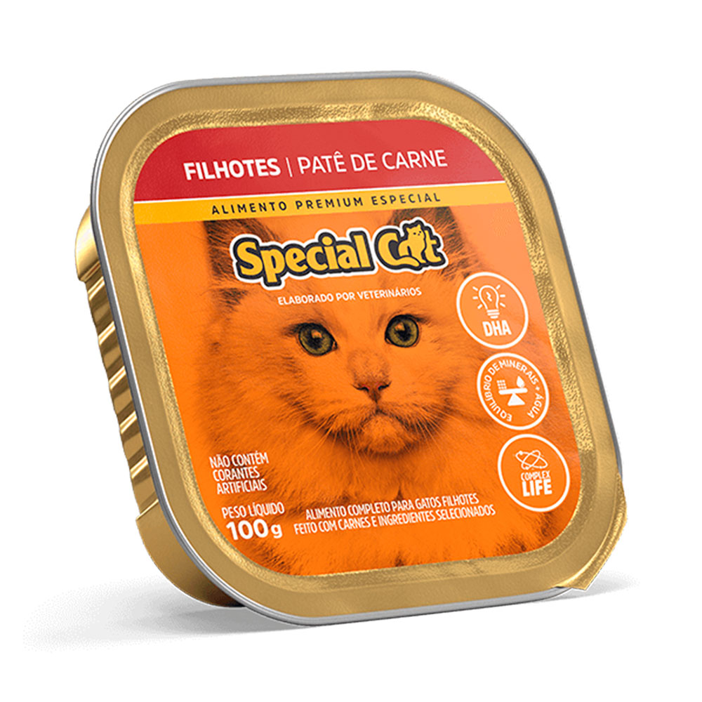 Ração Úmida Special Cat Patê Para Gatos Filhotes Sabor Carne 100g ...