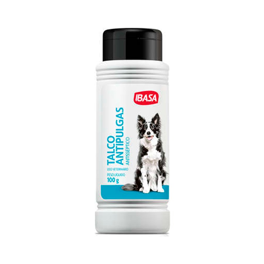 Talco Ibasa Antisséptico Antipulgas e Carrapatos para Cães 100g ...