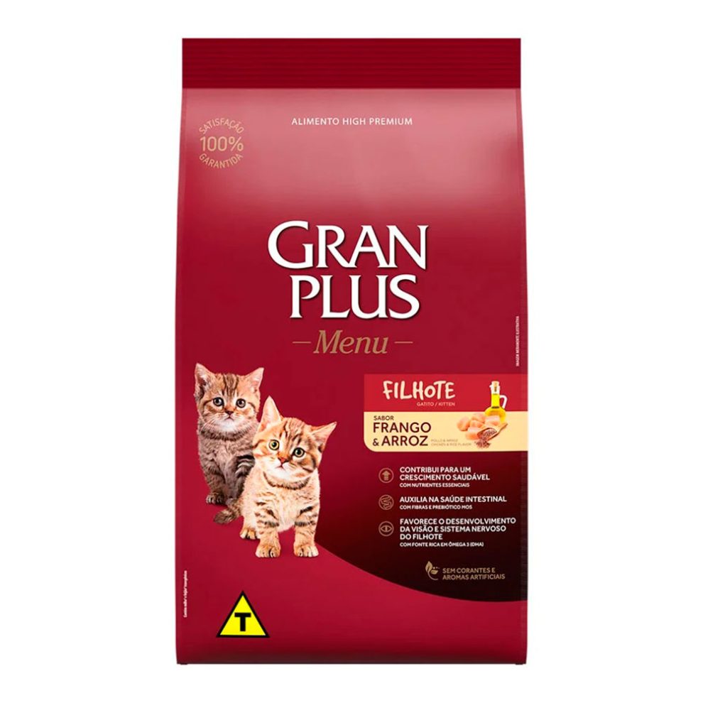 Ração GranPlus Para Gatos Filhotes Sabor Frango e Arroz - 10,1kg ...