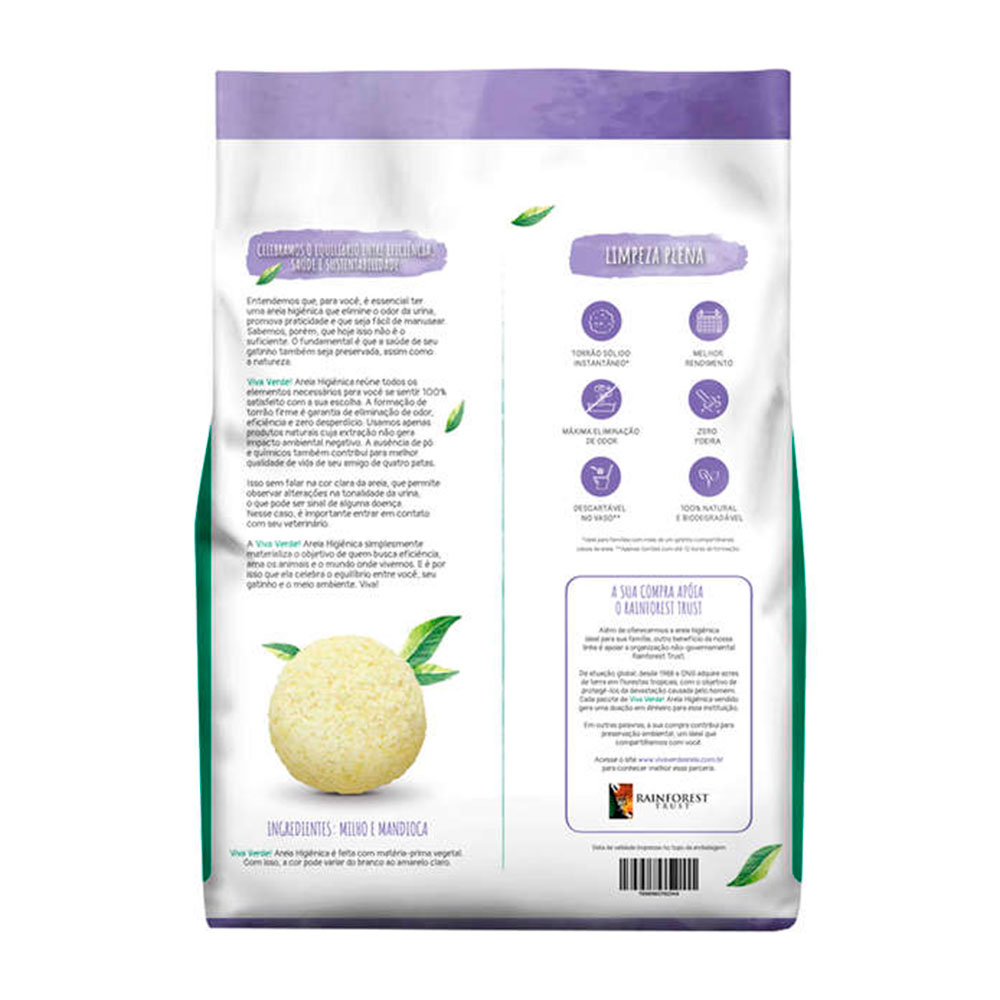 Areia Higiênica Para Gatos Biodegradável Limpeza Plena Viva Verde 4kg - Popular Pet | Pet Shop ...