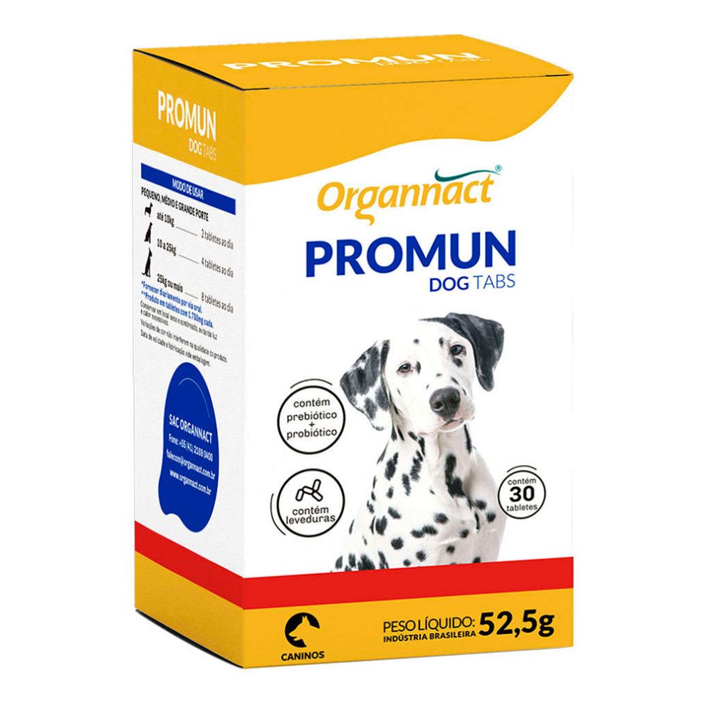 Suplemento Promun Dog Tabs Para Cães Organnact 52,5g 30 Tabletes ...